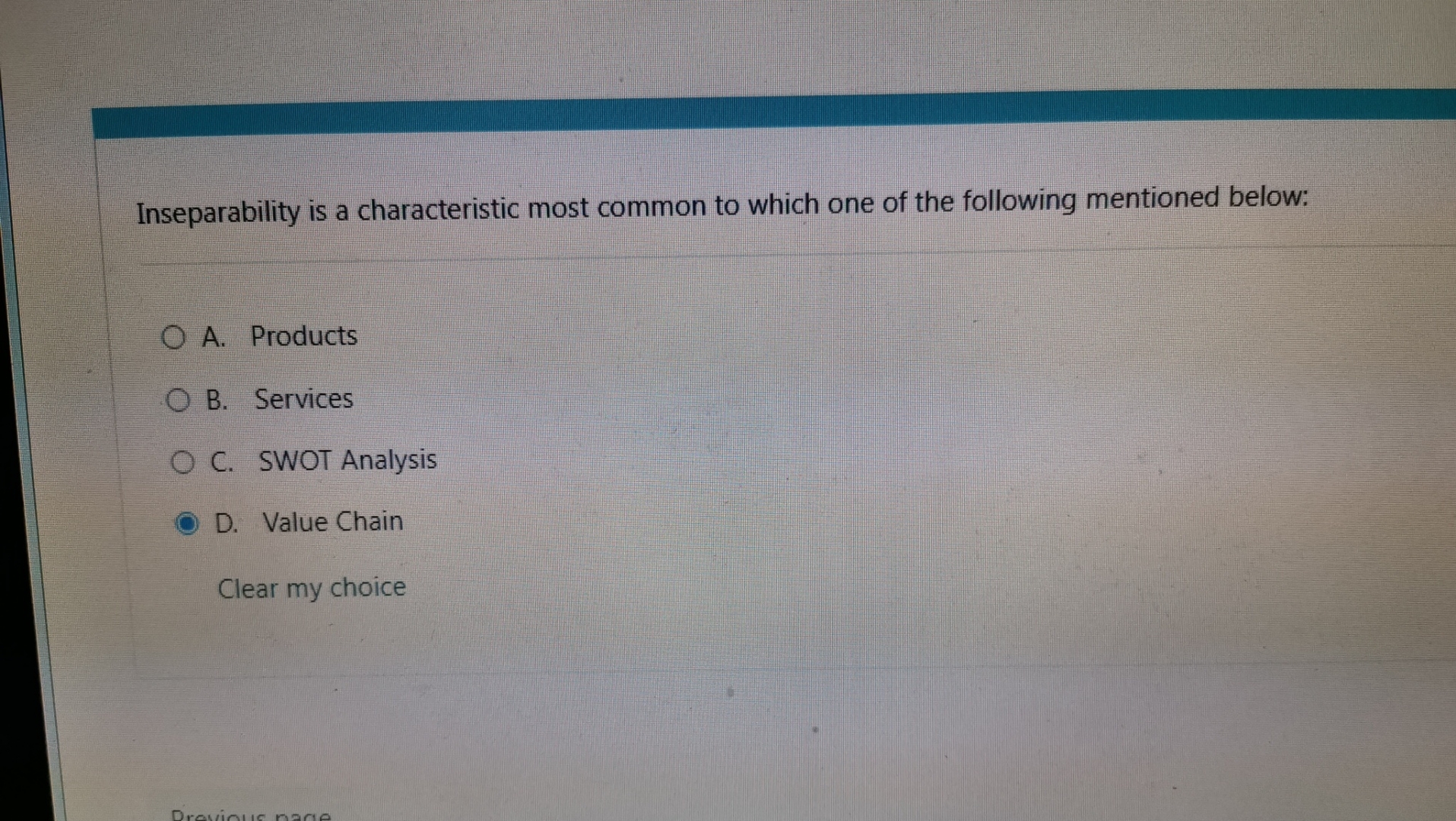 Solved Inseparability is a characteristic most common to | Chegg.com