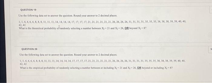 Solved Use the following data set to answer the question. | Chegg.com