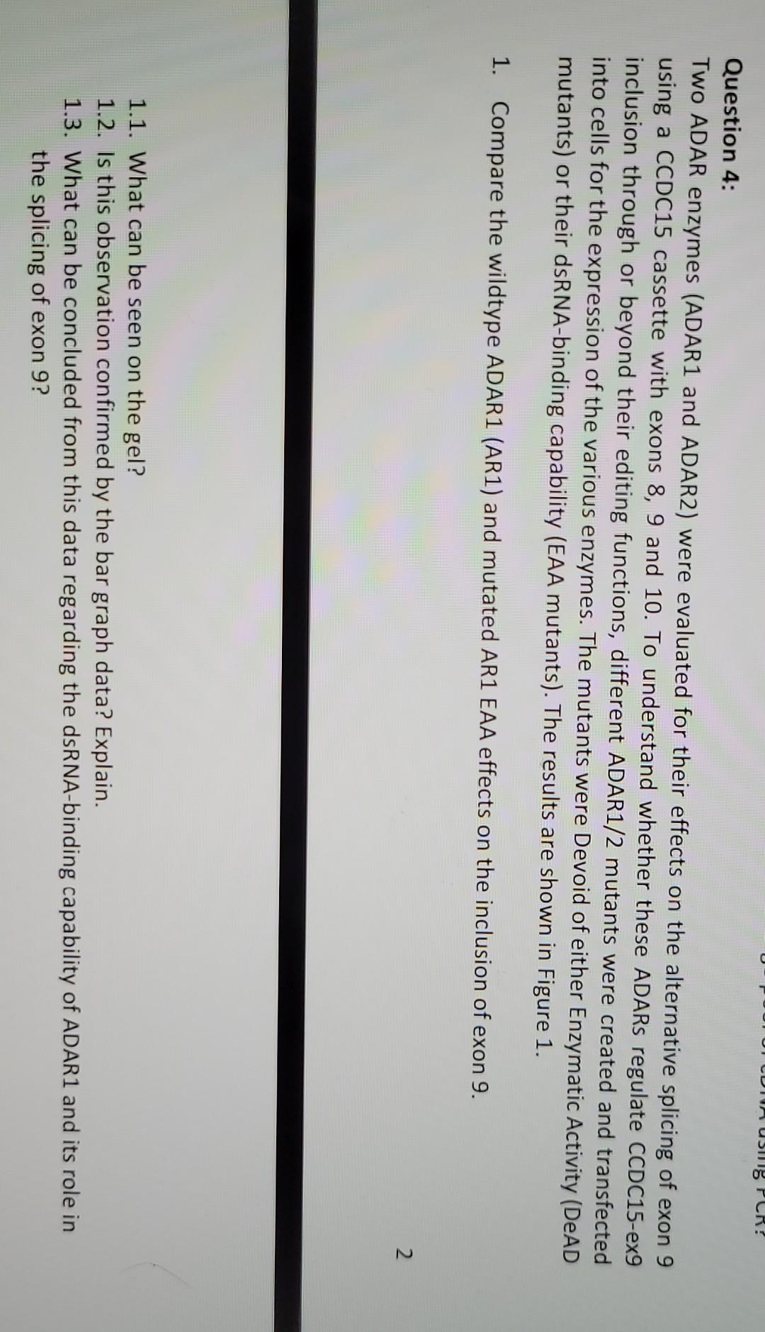 Solved USING PCR? Question 4: Two ADAR enzymes (ADAR1 and | Chegg.com