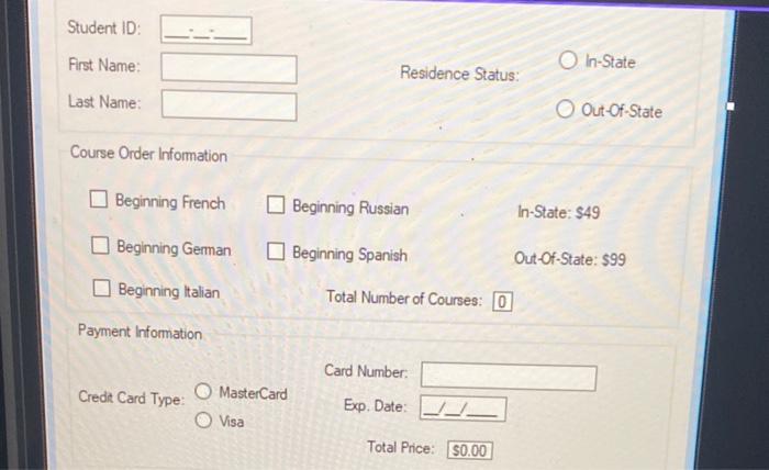Solved How would I make it where if the In State or Outof | Chegg.com