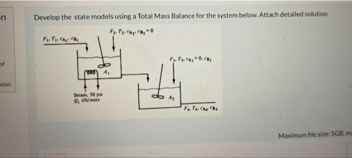 Solved Develop the state models using a Total Mass Balance | Chegg.com