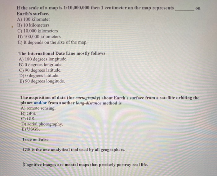 Solved On If The Scale Of A Map Is 1 10 000 000 Then 1 Chegg