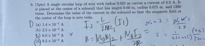 Solved 6. (5pts) A single circular loop of wire with radius | Chegg.com