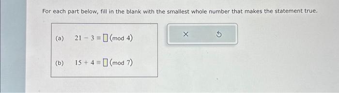 Solved For each part below, fill in the blank with the | Chegg.com