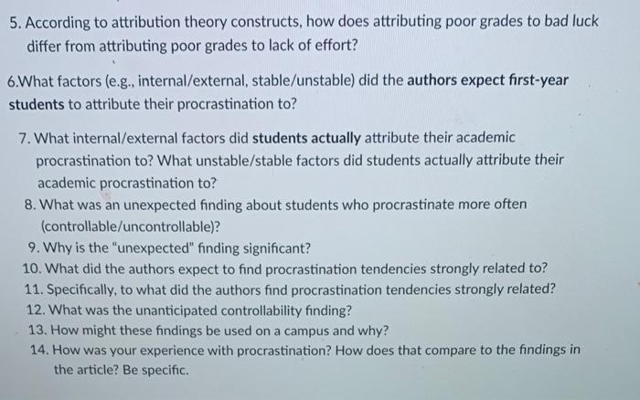 Solved 5. According to attribution theory constructs, how | Chegg.com
