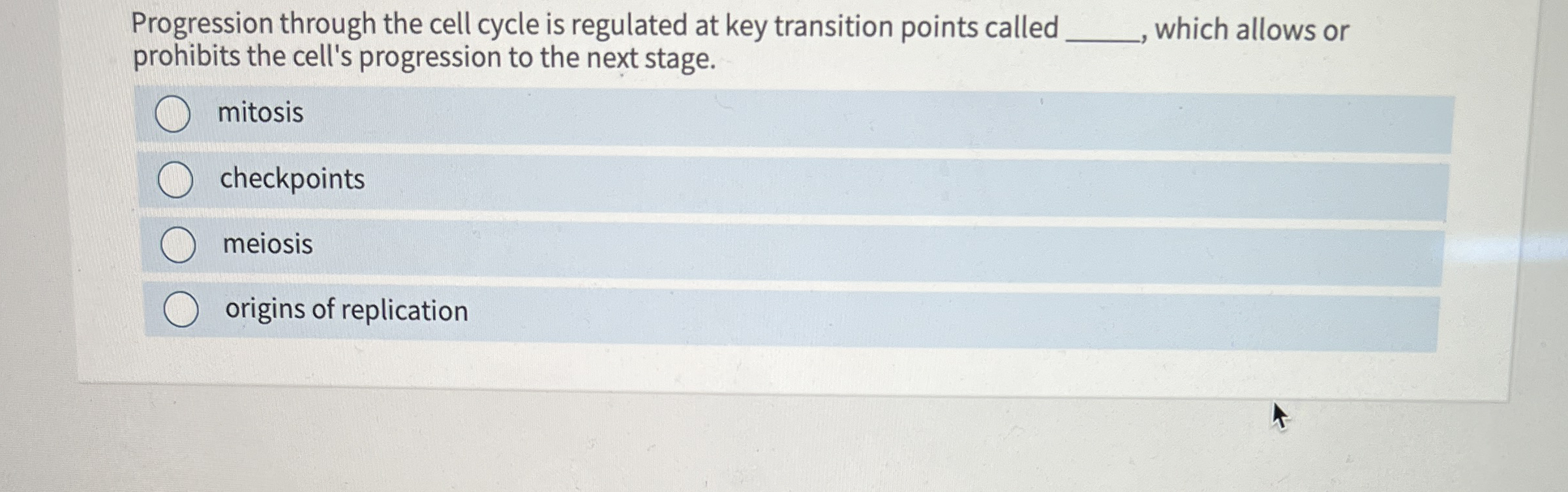Solved Progression through the cell cycle is regulated at | Chegg.com