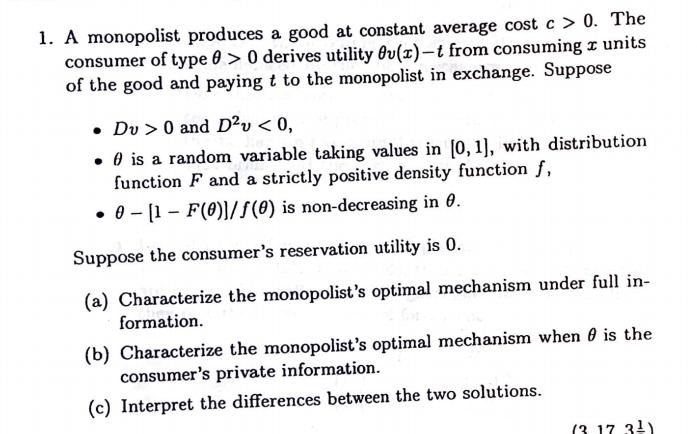 Solved A monopolist produces a good at constant average cost | Chegg.com