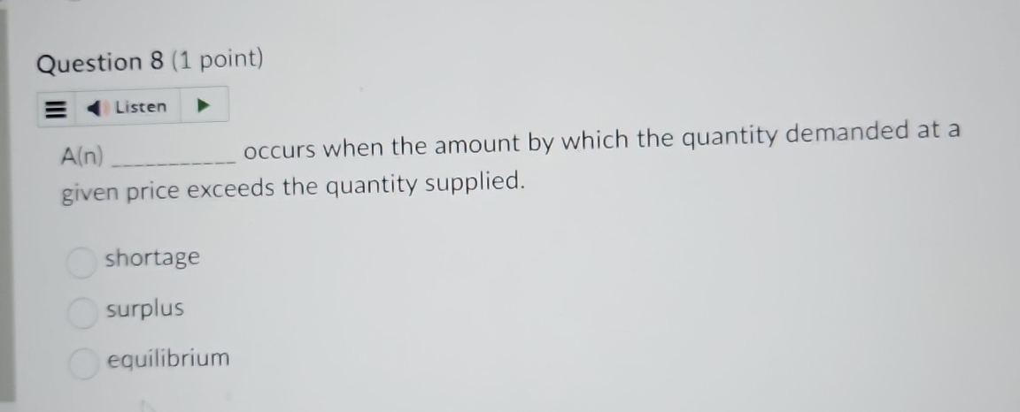 Solved Question 8 (1 ﻿point)ListenA(n) ﻿occurs when the | Chegg.com