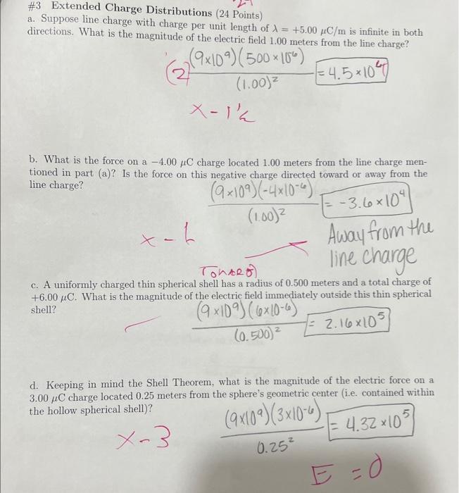 Solved \#3 Extended Charge Distributions (24 Points) a. | Chegg.com