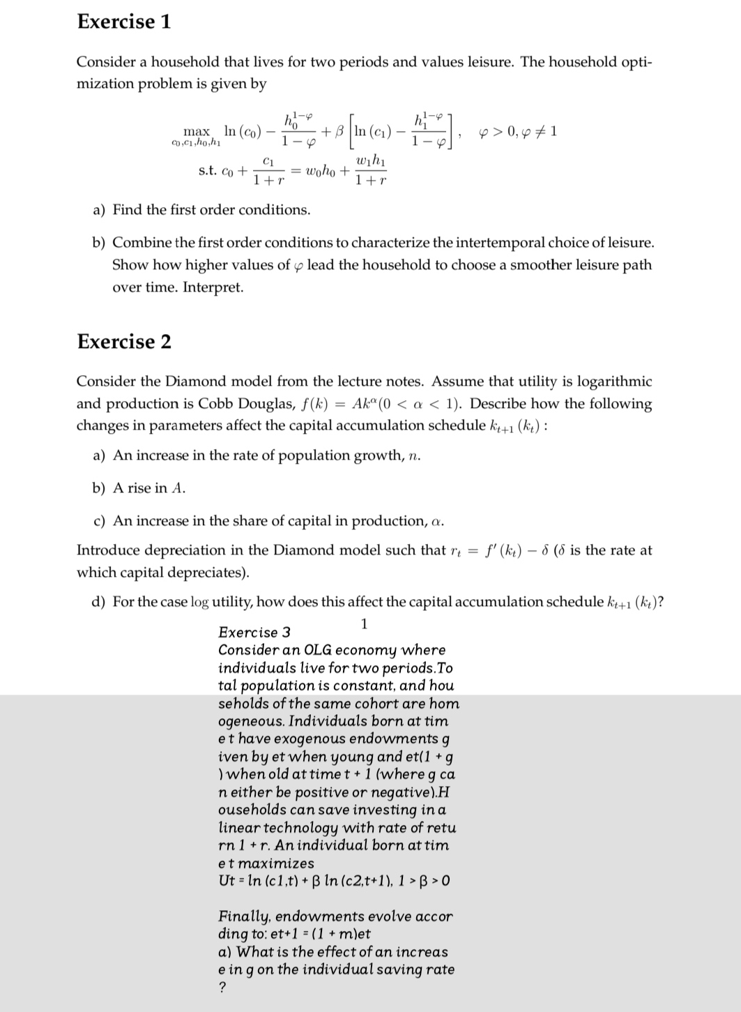 Solved Exercise 1Consider a household that lives for two | Chegg.com