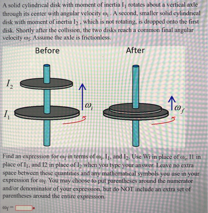 Solved A solid cylindrical disk with moment of inertia I, | Chegg.com