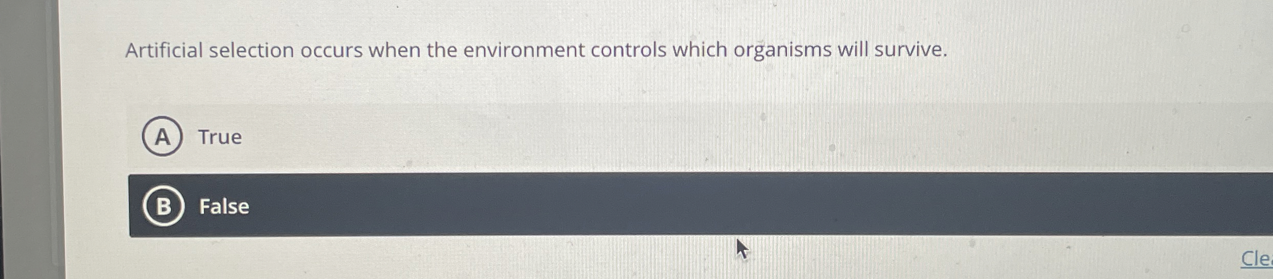 Solved Artificial selection occurs when the environment | Chegg.com