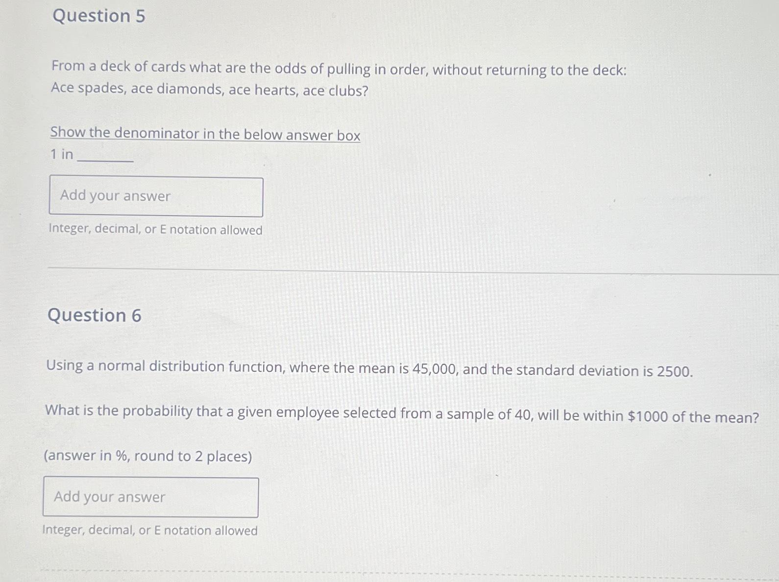 Solved Question 5From a deck of cards what are the odds of | Chegg.com