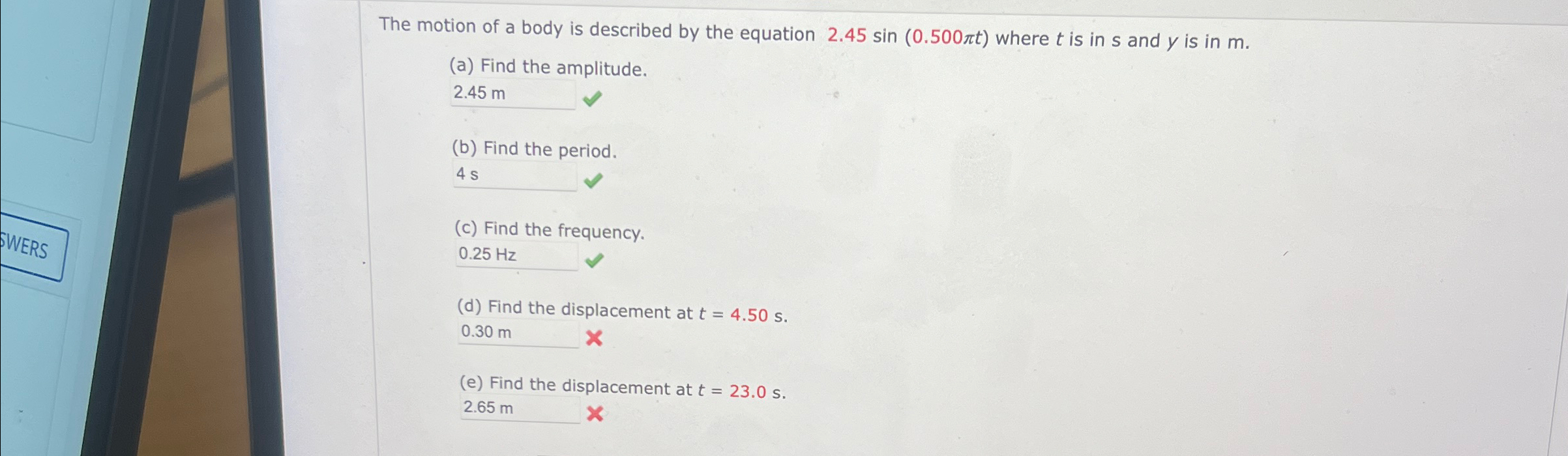 Solved The motion of a body is described by the equation | Chegg.com