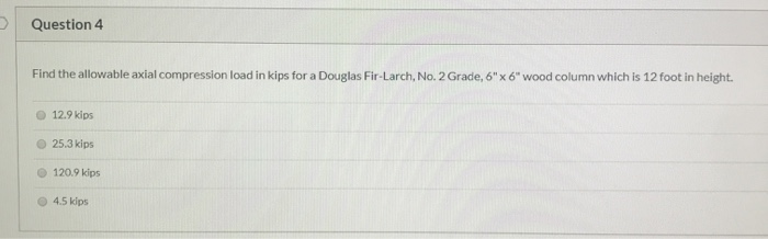 Solved Question 4 Find the allowable axial compression load | Chegg.com