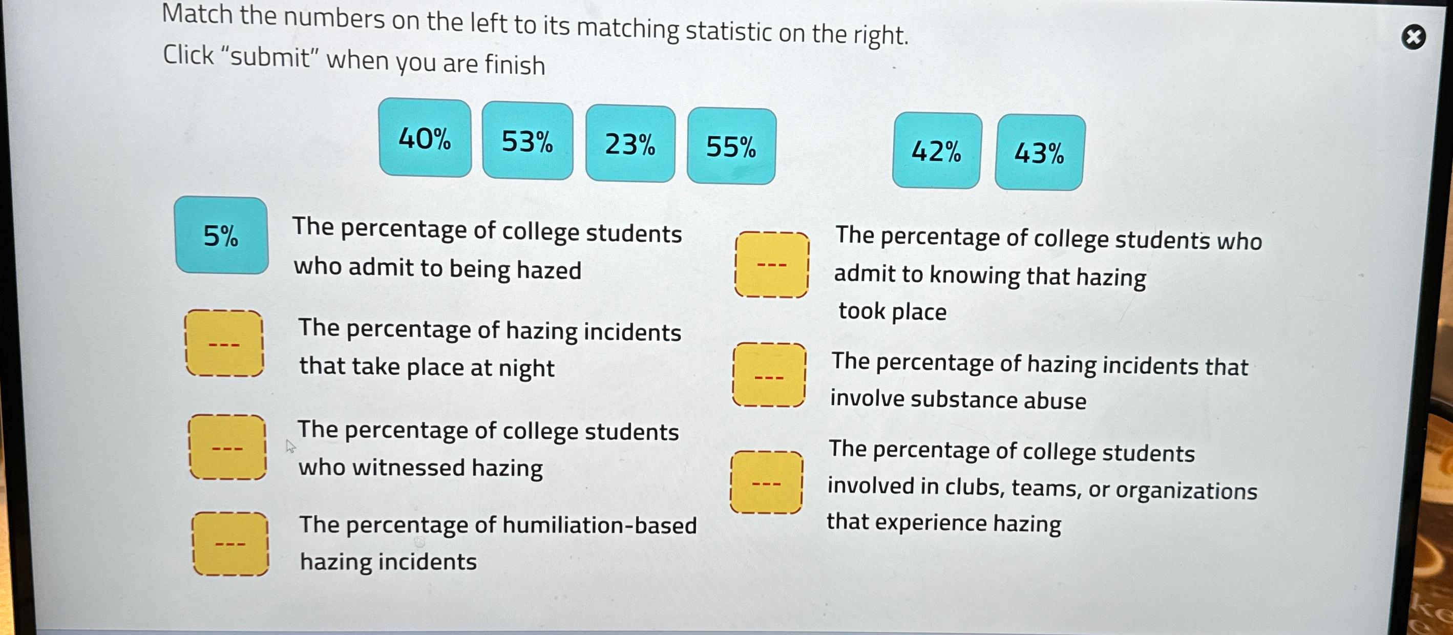 Solved Match the numbers on the left to its matching | Chegg.com