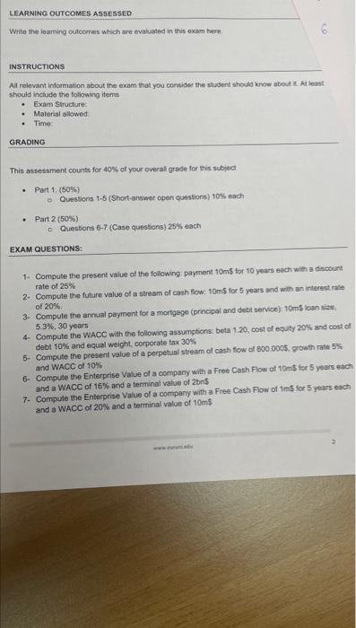 Solved All relevant information about the exam that you | Chegg.com