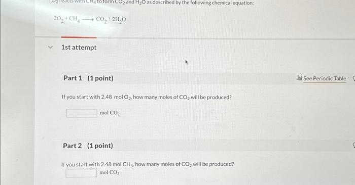 Solved CH4 to form CO2 and H₂O as described by the following | Chegg.com