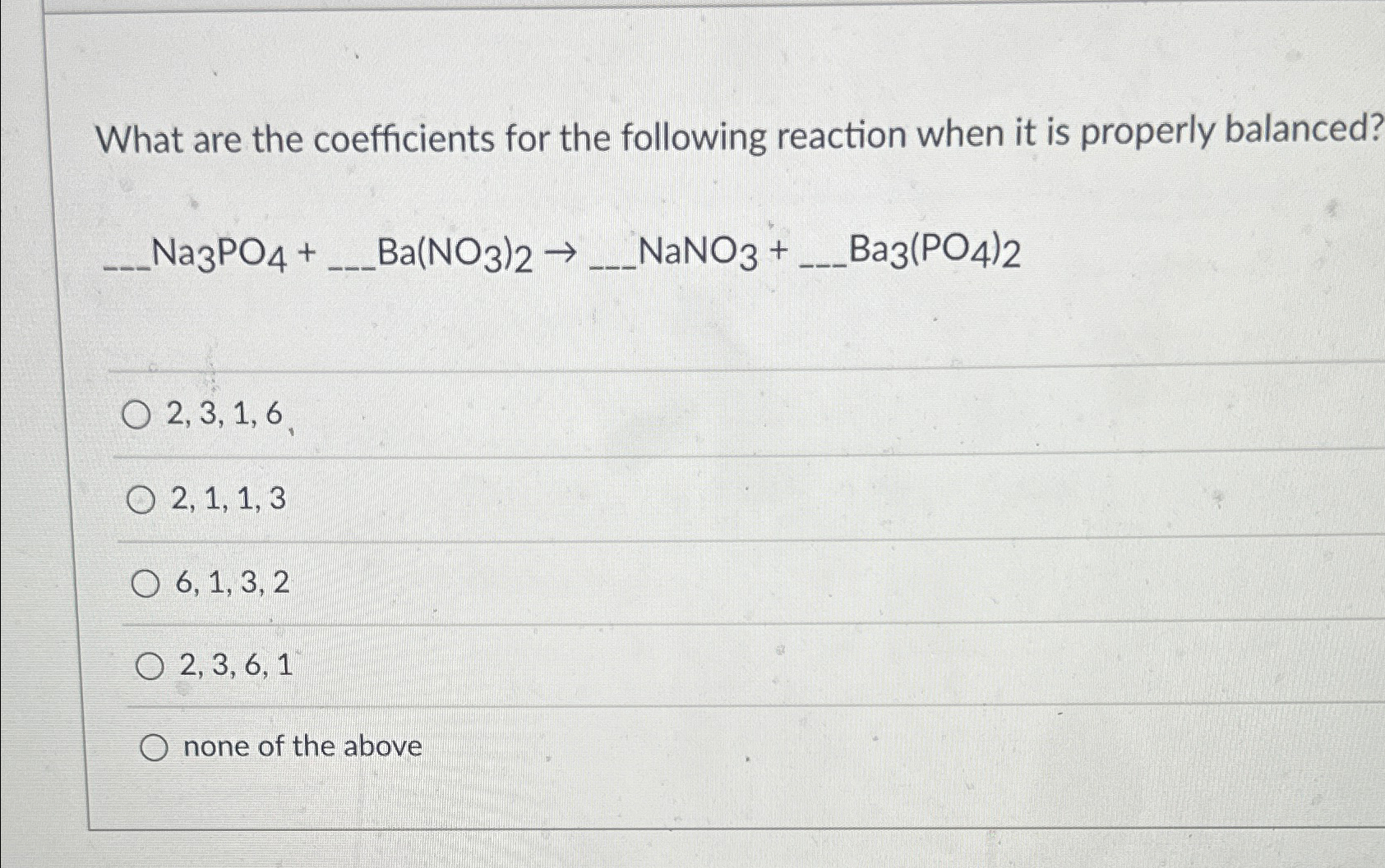 Solved What are the coefficients for the following reaction | Chegg.com
