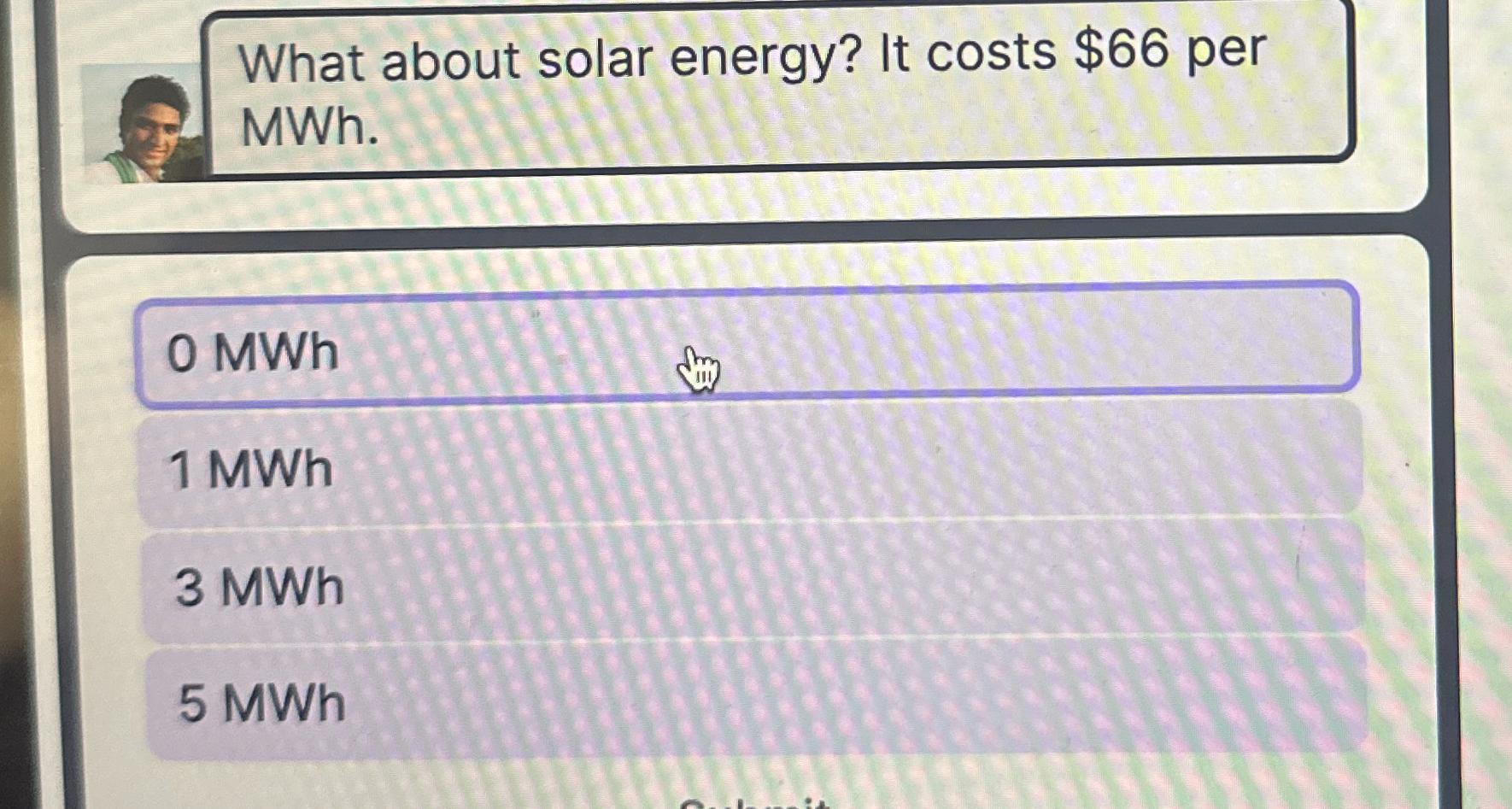 Solved What about solar energy? It costs $66 ﻿per MWh.0 | Chegg.com