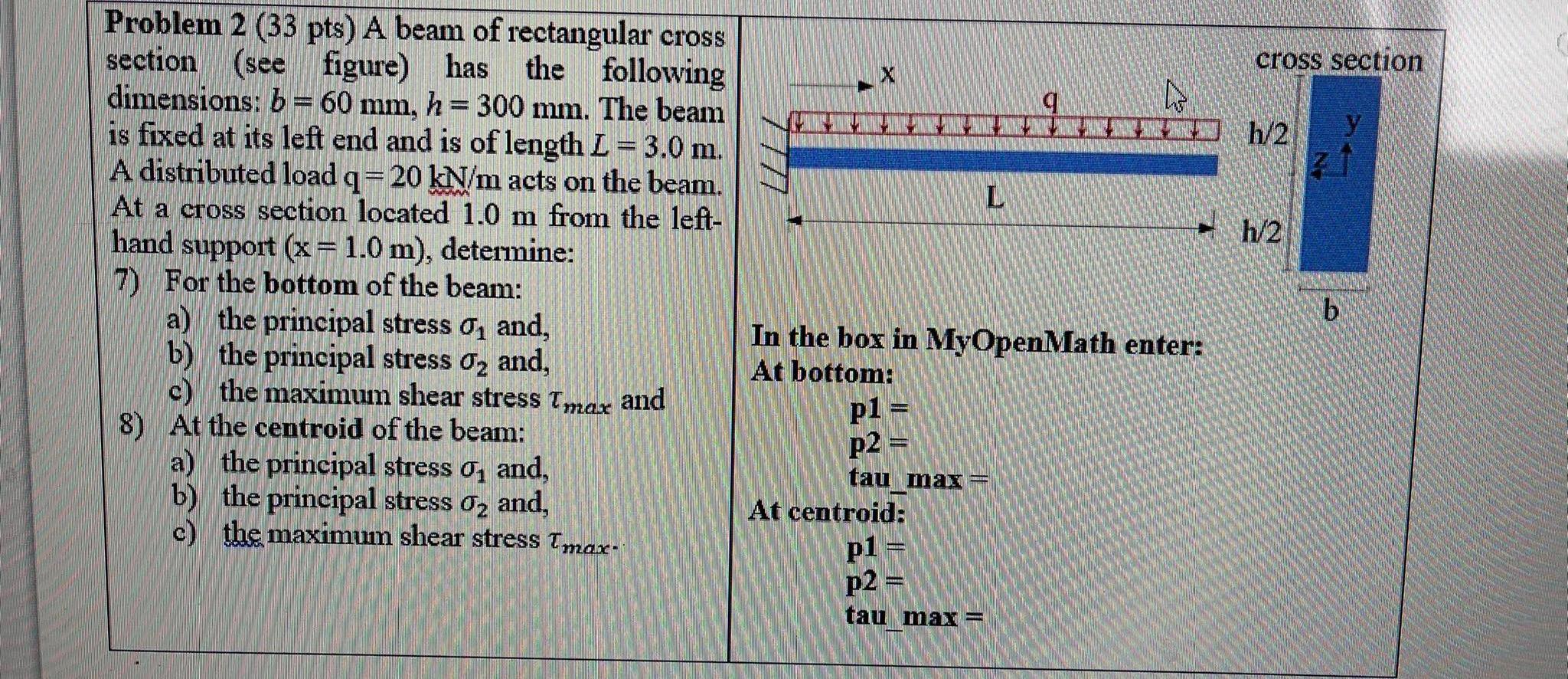 Solved cross section h h/2 21 L - 1/2 Problem 2 (33 pts) A | Chegg.com
