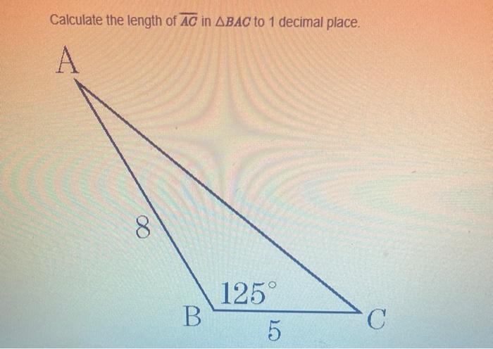 Solved Calculate the length of AC in ABAC to 1 decimal | Chegg.com
