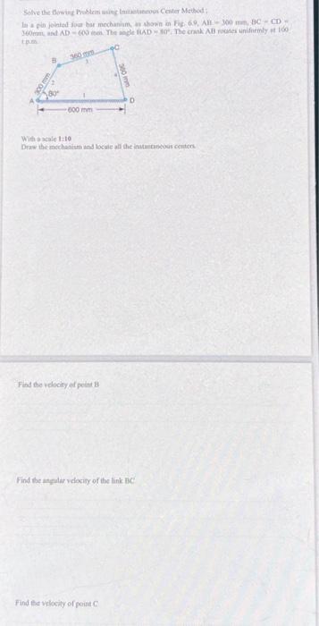 Solved Solve the flowing Problem using Instantaneous Center | Chegg.com