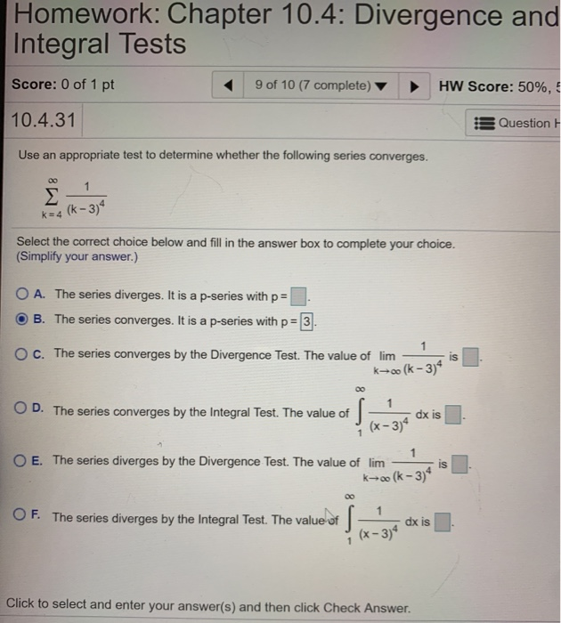 Solved Homework: Chapter 10.4: Divergence and Integral Tests | Chegg.com