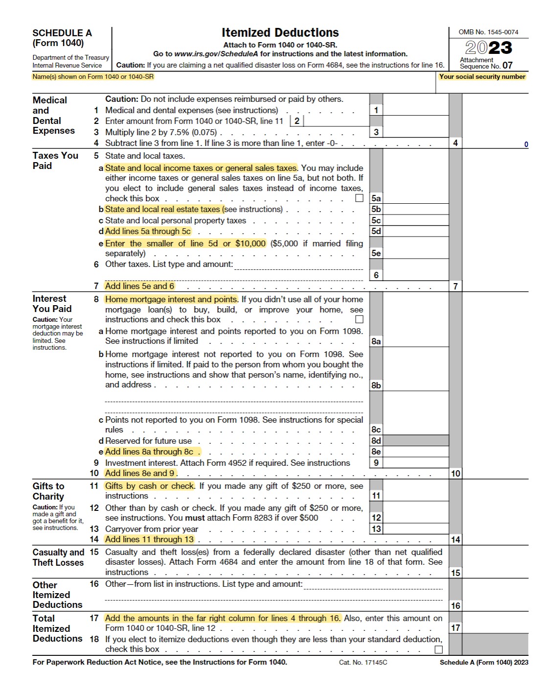 complete this schedule A form using the following | Chegg.com