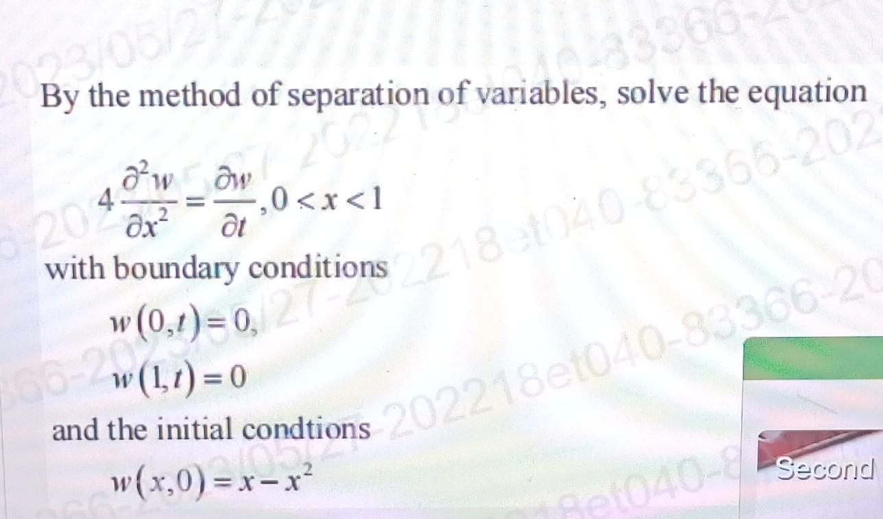 Solved By the method of separation of variables, solve the | Chegg.com