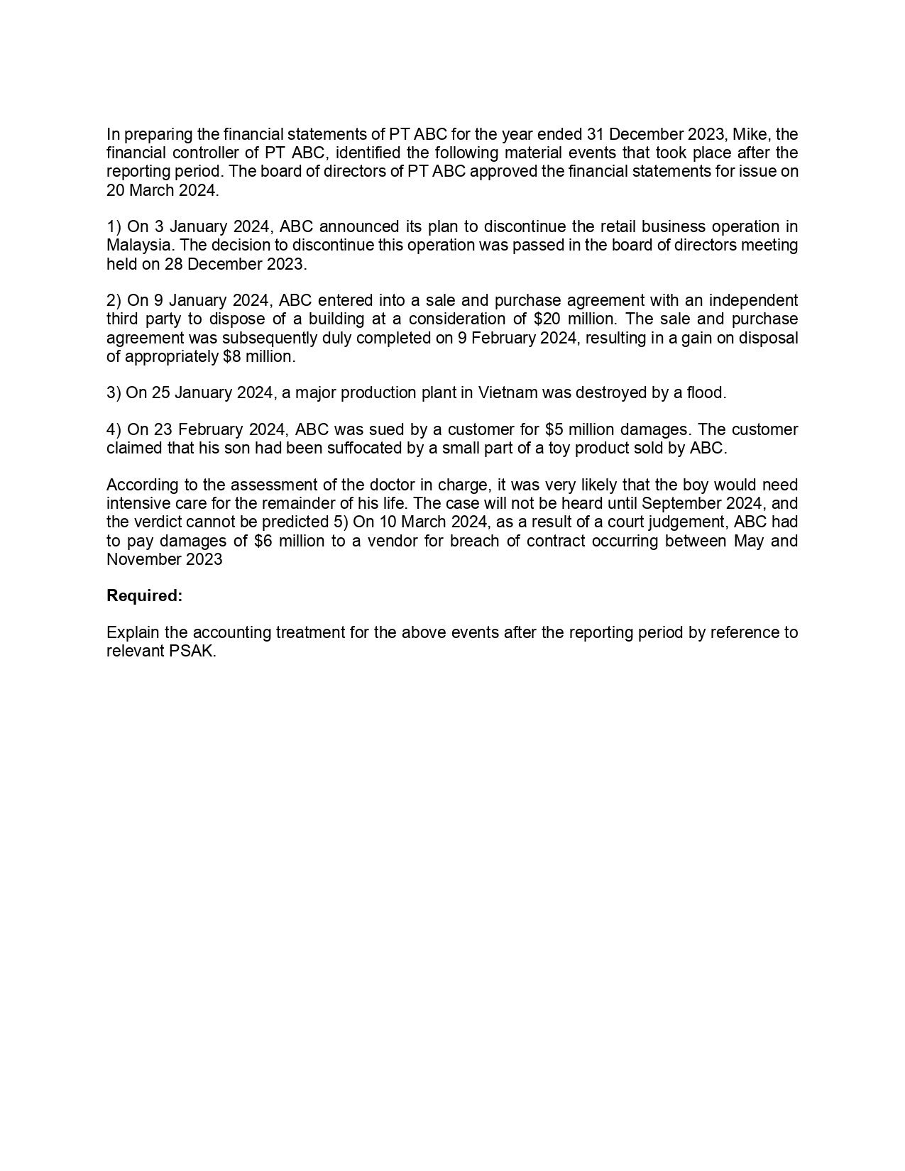 Solved In preparing the financial statements of PT ABC for | Chegg.com