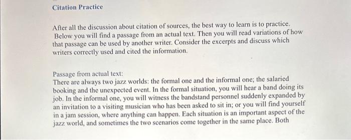 Solved Citation Practice After all the discussion about | Chegg.com