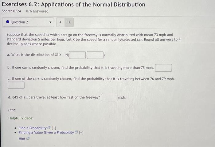 Solved Exercises 6.2: Applications of the Normal | Chegg.com