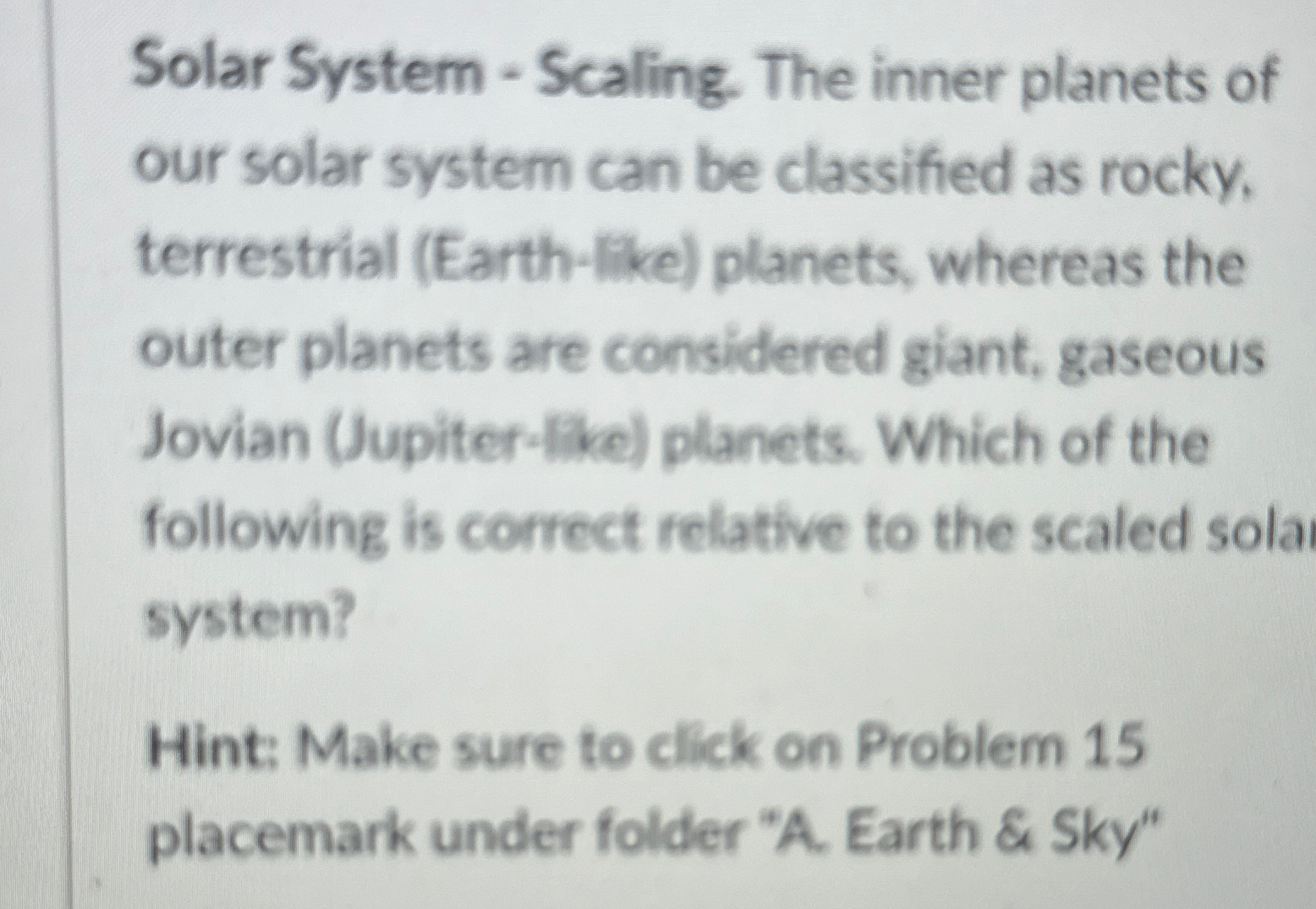 Solved Solar System - ﻿Scaling. The inner planets of our | Chegg.com