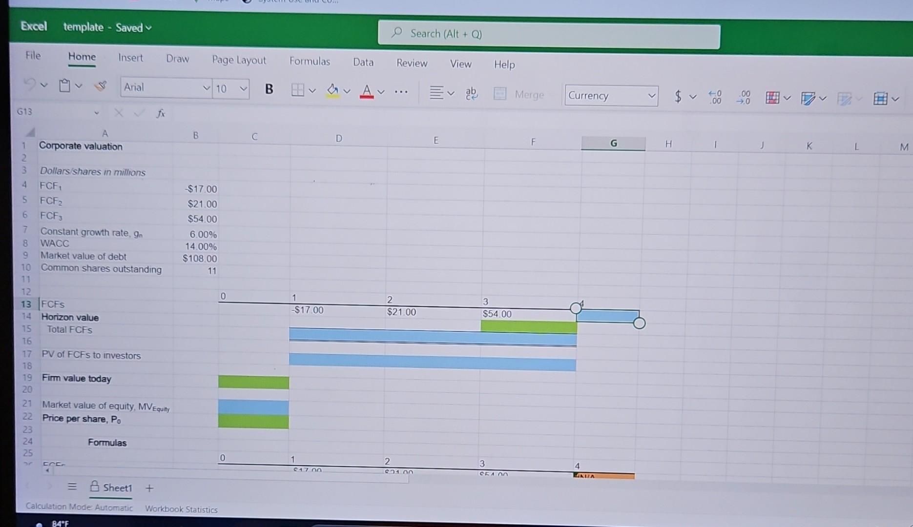 Solved Excel Online Structured Activity: Corporate valuation | Chegg.com