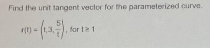 Solved Find the unit tangent vector for the parameterized | Chegg.com