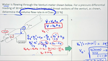 Solved Water is flowing through the Venturi-meter shown | Chegg.com