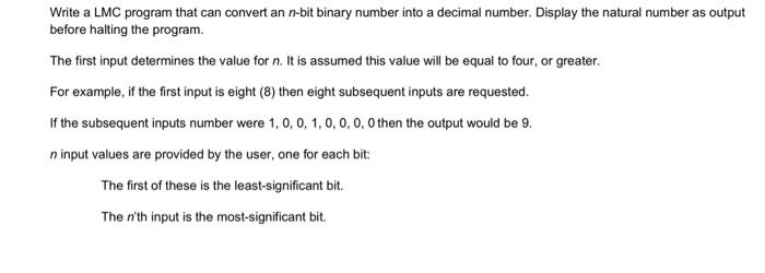 Solved Write An Lmc Program For This Scenario And Explain 