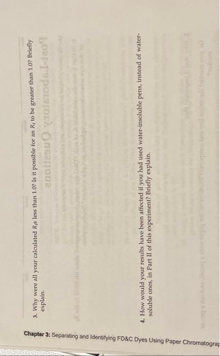 Solved Chapter 3: Separating and Identifying FD\&C Dyes | Chegg.com