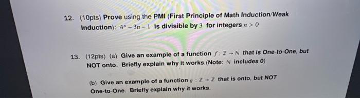 Solved 12. (10pts) Prove using the PMI (First Principle of | Chegg.com