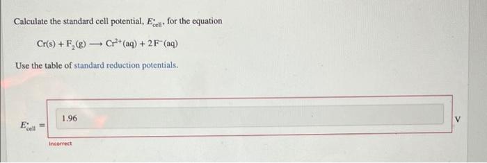 Solved Calculate The Standard Cell Potential Ecell ∗ For