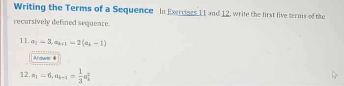 Solved Writing the Terms of a Sequence In Exercises 11 and | Chegg.com