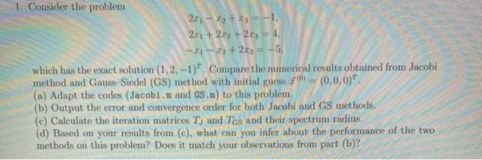 Solved %% Jacobi Method for Solving Linear System Ax=b close | Chegg.com