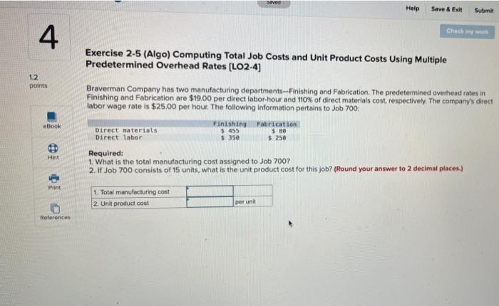 Solved 4 1.2 points eBook Hint Print References Saved Help | Chegg.com