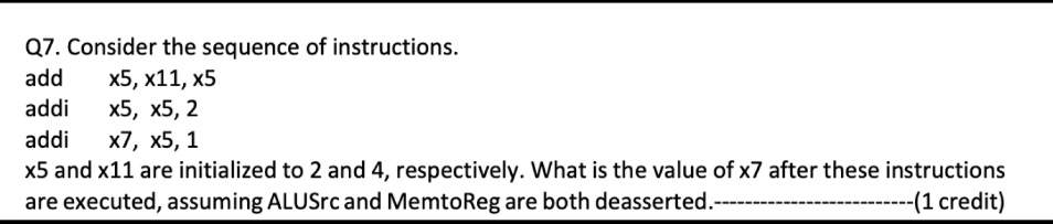 Solved Q7. ﻿Consider the sequence of instructions. ﻿add | Chegg.com