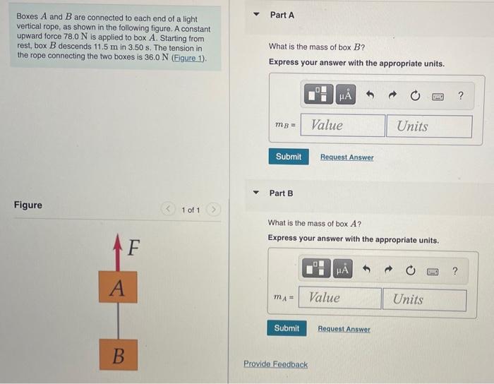 Solved Boxes A and B are connected to each end of a light | Chegg.com