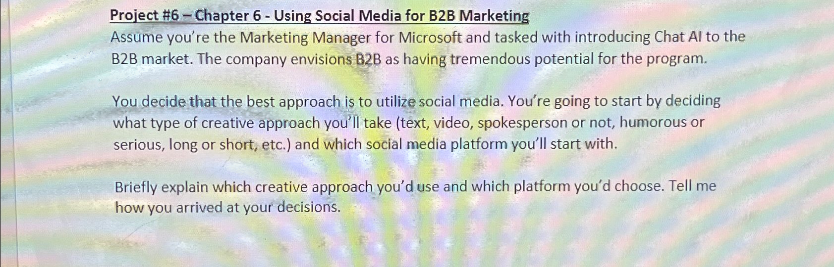 Solved Project #6 - ﻿Chapter 6 - ﻿Using Social Media for B2B | Chegg.com
