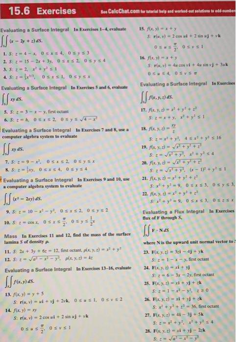 Solved 15.6 Exercises Set CalcChat.com for tutorial help and | Chegg.com