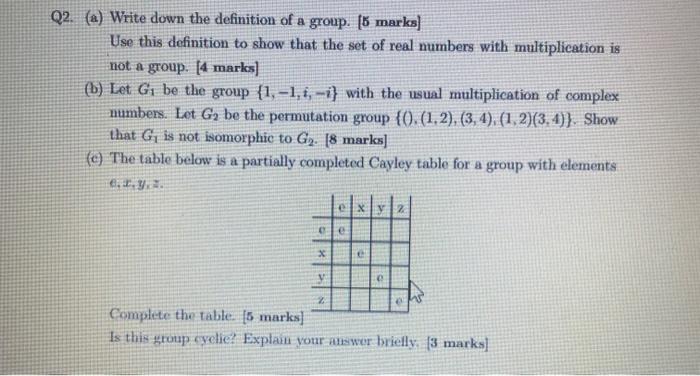 Solved 22. (a) Write down the definition of a group. [5 | Chegg.com
