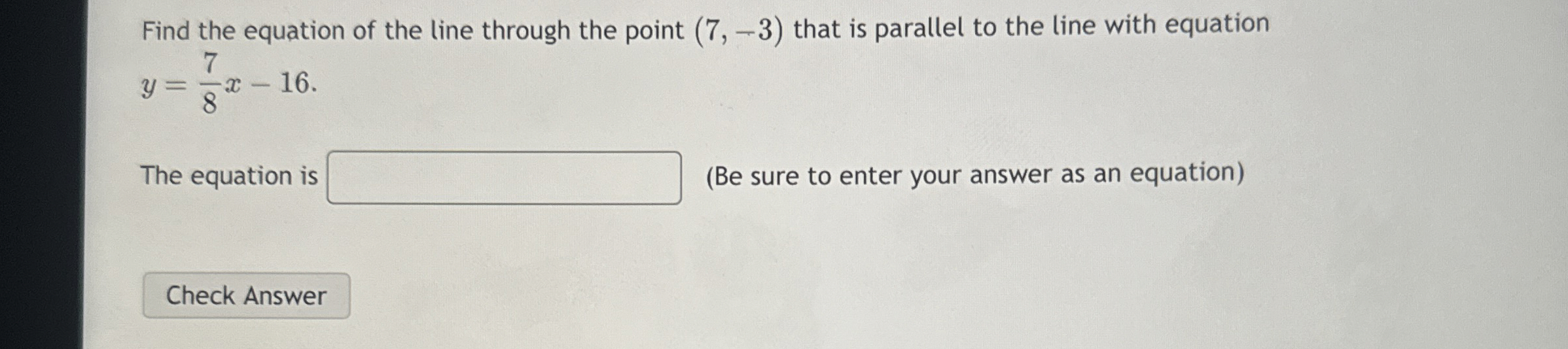 Solved Find the equation of the line through the point | Chegg.com